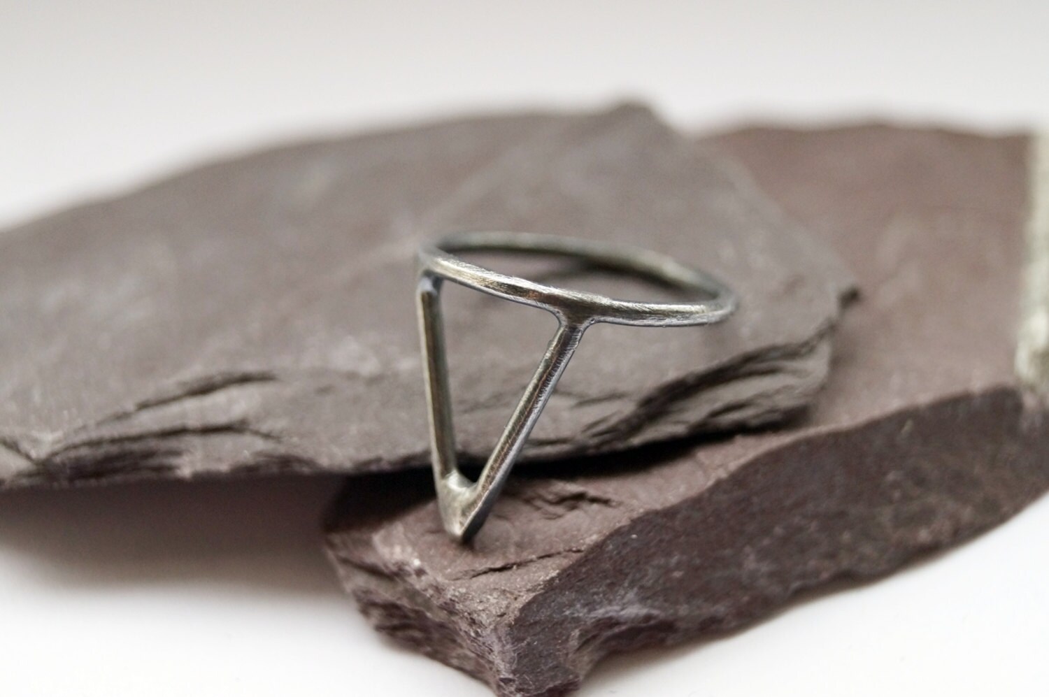 Recycled Sterling Silver Three Points Ring Stacking Ring - Etsy UK