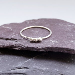 Three Skinny Spheres Sterling Silver Ring Stacking Ring - Etsy