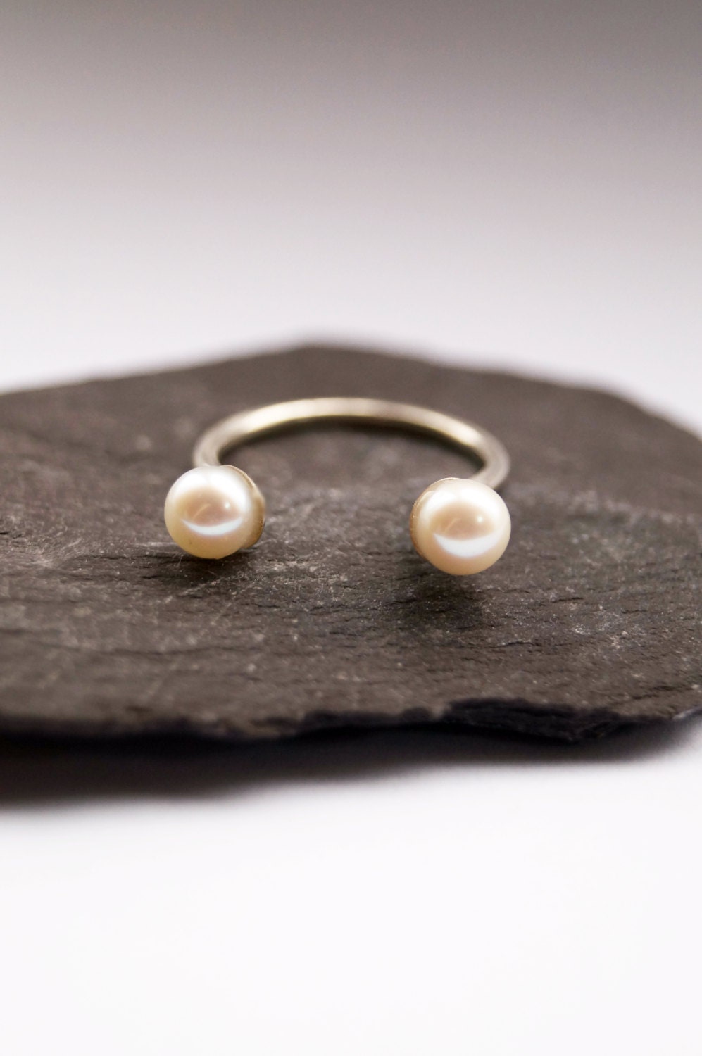 Open Freshwater Pearl Sterling Silver Ring, Adjustable Recycled Band - Etsy