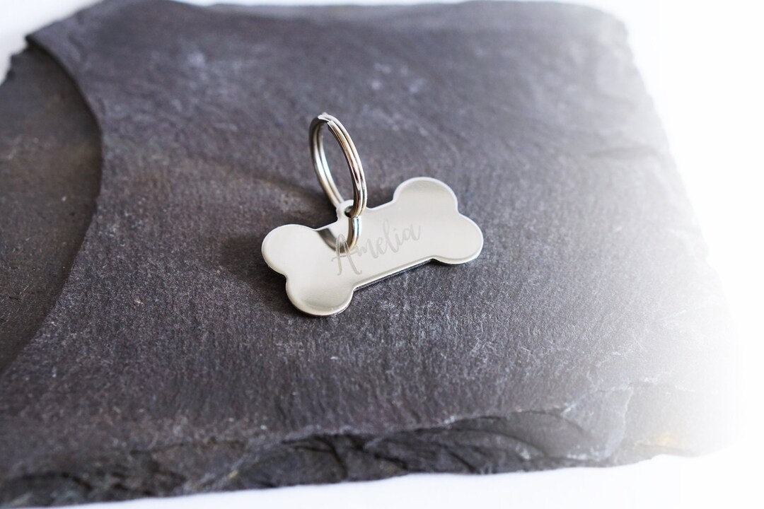 Stainless Steel Bone Engraved Pet Tag - Dog, Cat, Identification, ID ...