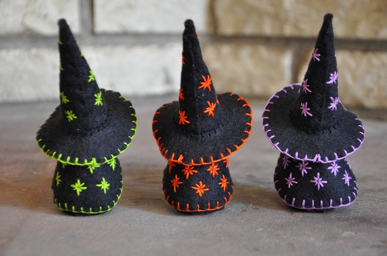 Three Little Wooden and Wool Felt Witches A Waldorf and - Etsy
