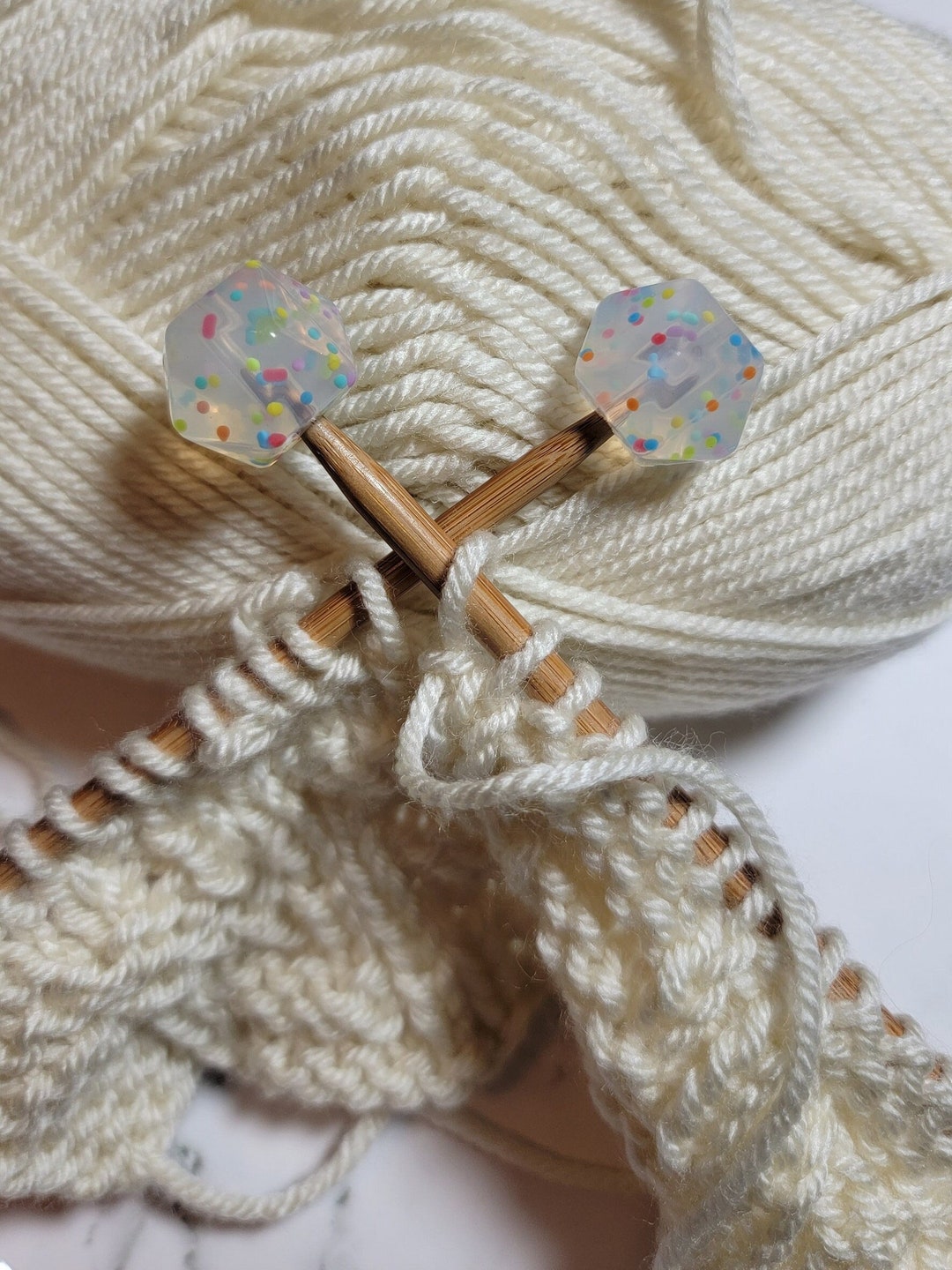 Hexagon Confetti Knitting Needle Protector Stitch Stopper Knitting ...