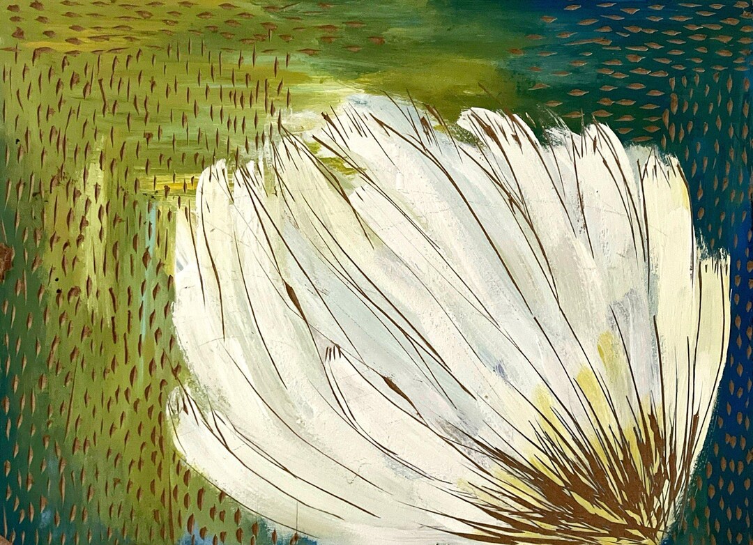 Digital Print of Peony Flower, Peony About to Bloom, Acrylic on Wood ...