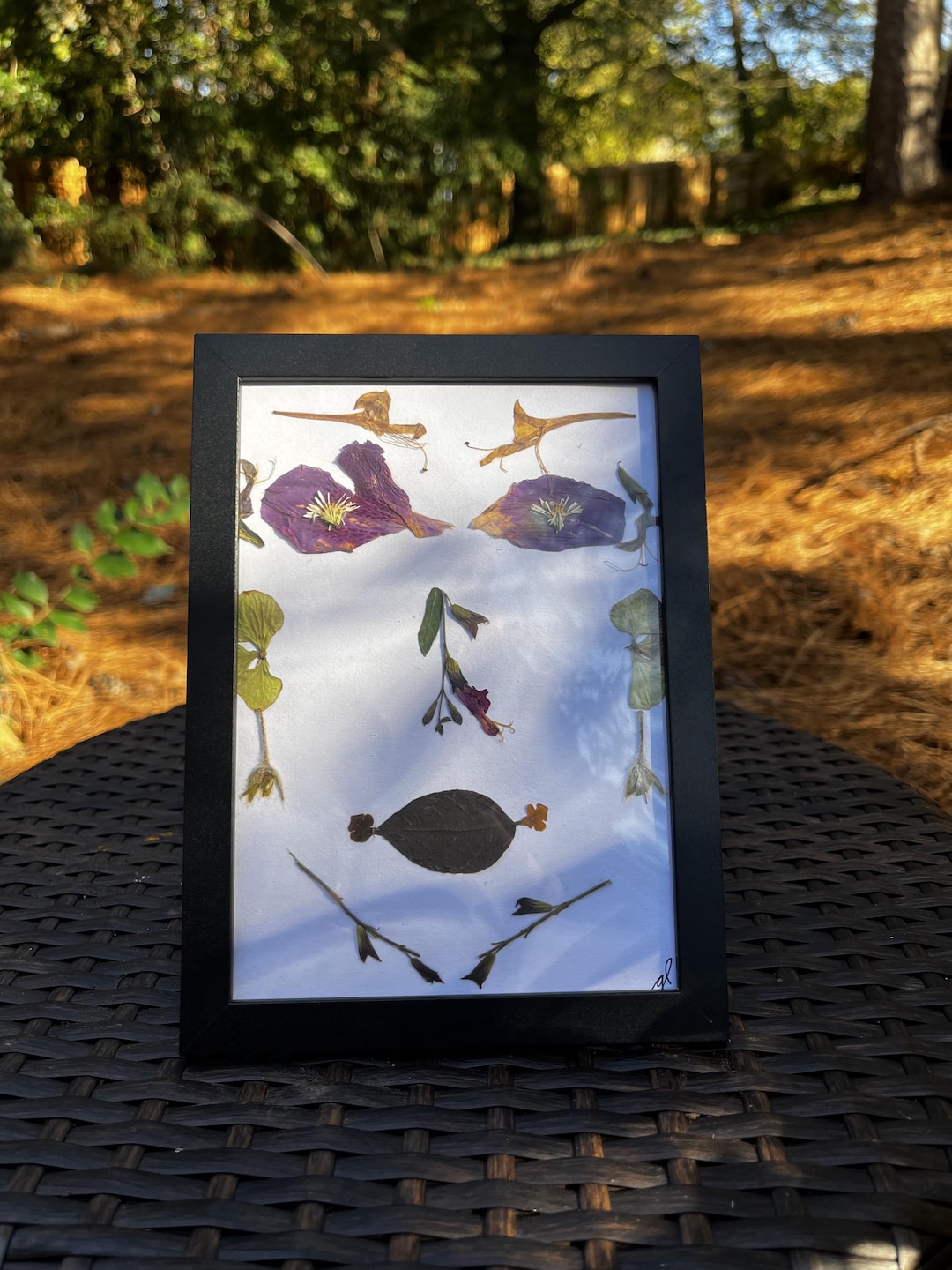 Original Pressed Flower Art, "andrea" Portrait Made From Flowers, Dried ...