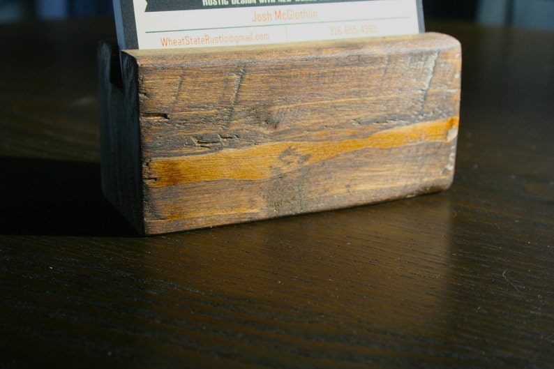 Rustic Business Card Holder for Office or Desk by Wheat State Rustic - Etsy