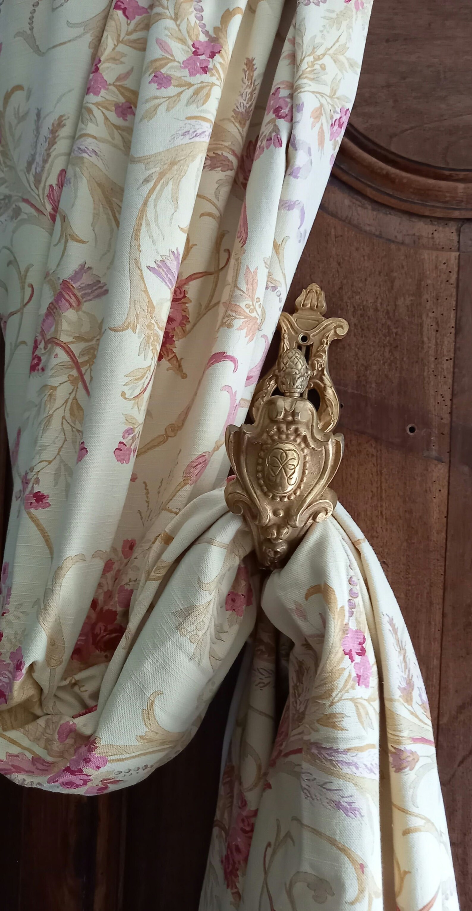 Pair Curtain Holdbacks Bronze Large Size Drapes Tie Backs French ...