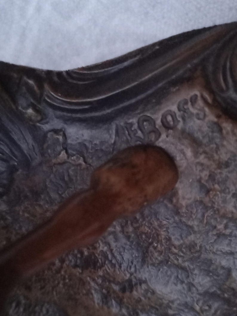 Joan of Arc Sculpture Double Inkwell and Pen Stand Bronzed Metal Signed ...