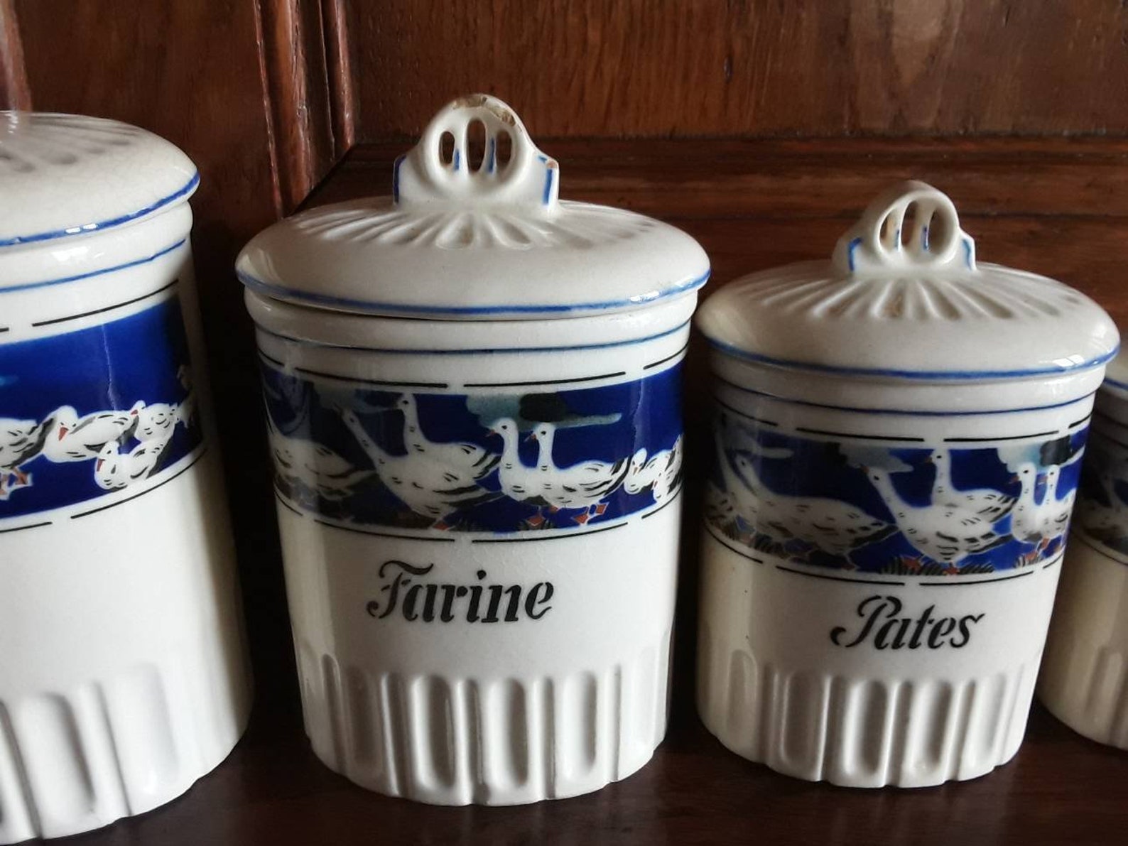 Kitchen Cannister Set French Vintage Ceramic Six Blue and - Etsy