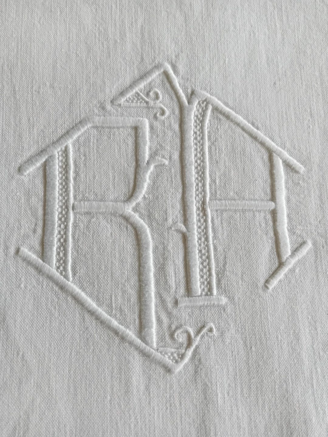 Romantic Linen Sheet Monogram BA / RA White Bed Linen Sheet Embroidered ...