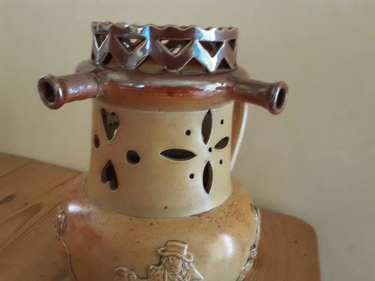 Antique Puzzle Jug Stoneware Pitcher Please Note There is Damage to ...