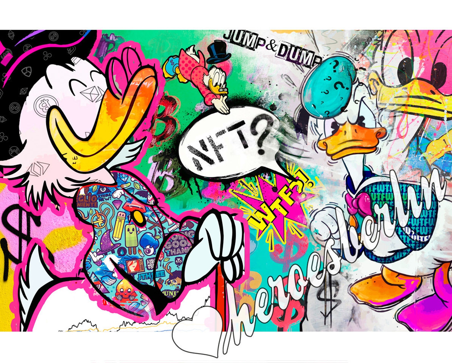 Donald Duck Dagobert Bitcoin NFT Love Pop Art Canvas - Etsy