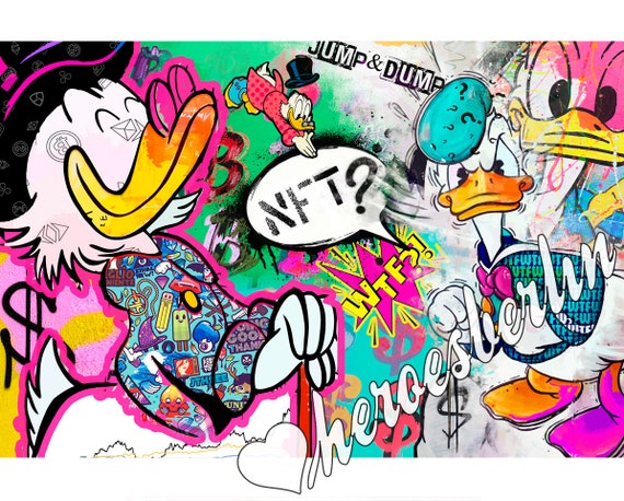 Donald Duck Dagobert Bitcoin NFT Love Pop Art Canvas | Etsy