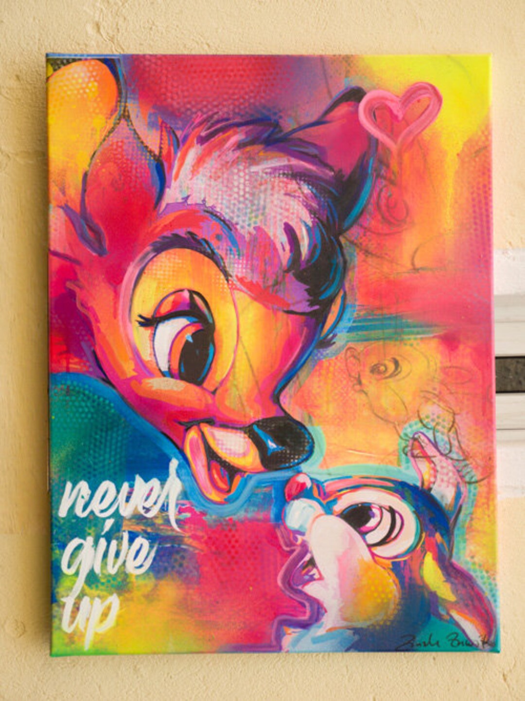 Streetart Pop Art Reh&hase Never Give up Fineart on - Etsy