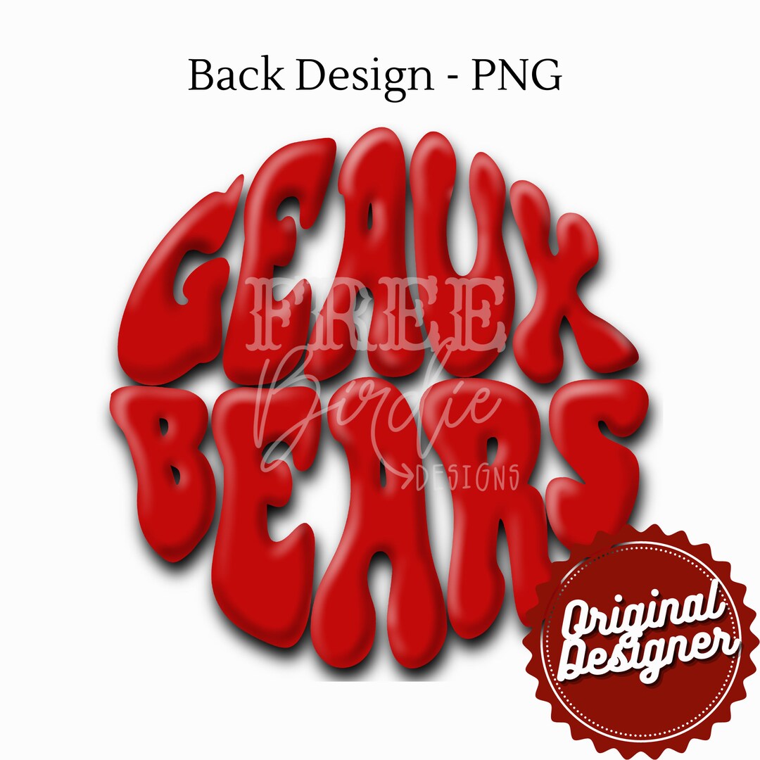 Geaux Bears Retro Design; Bear Mascot Logo Star Eyes; Bear PNG Gueydan ...