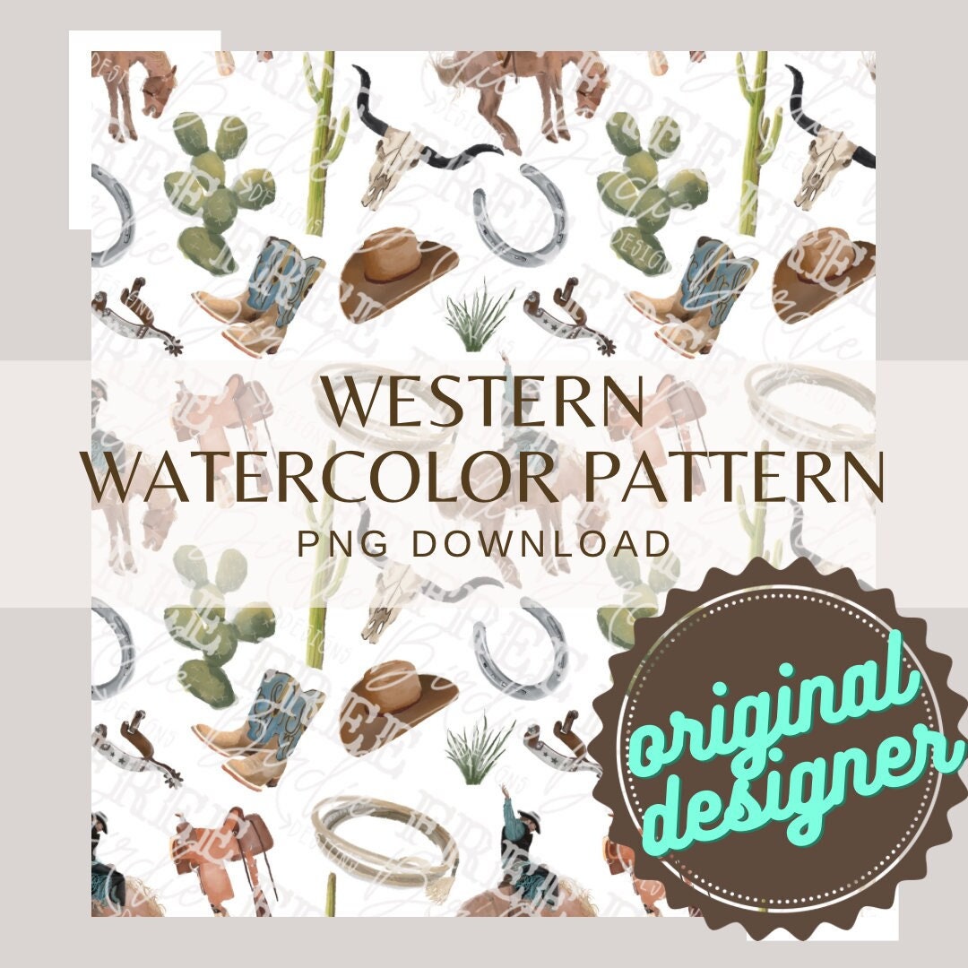 Western Watercolor Pattern PNG Download, Western PNG, Western Pattern ...