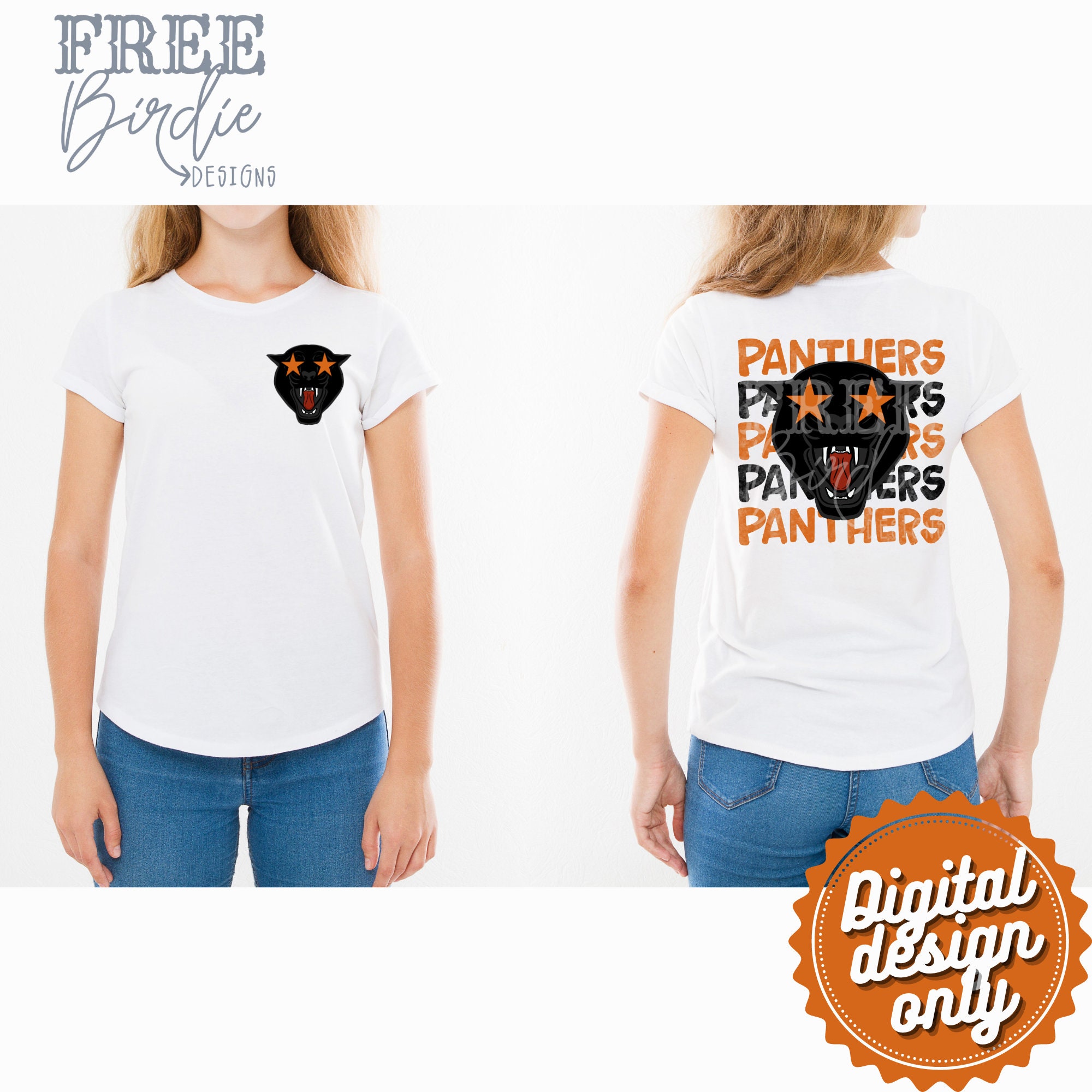 Panthers School Spirit Design; Panther Mascot Logo Star Eyes; Panther ...