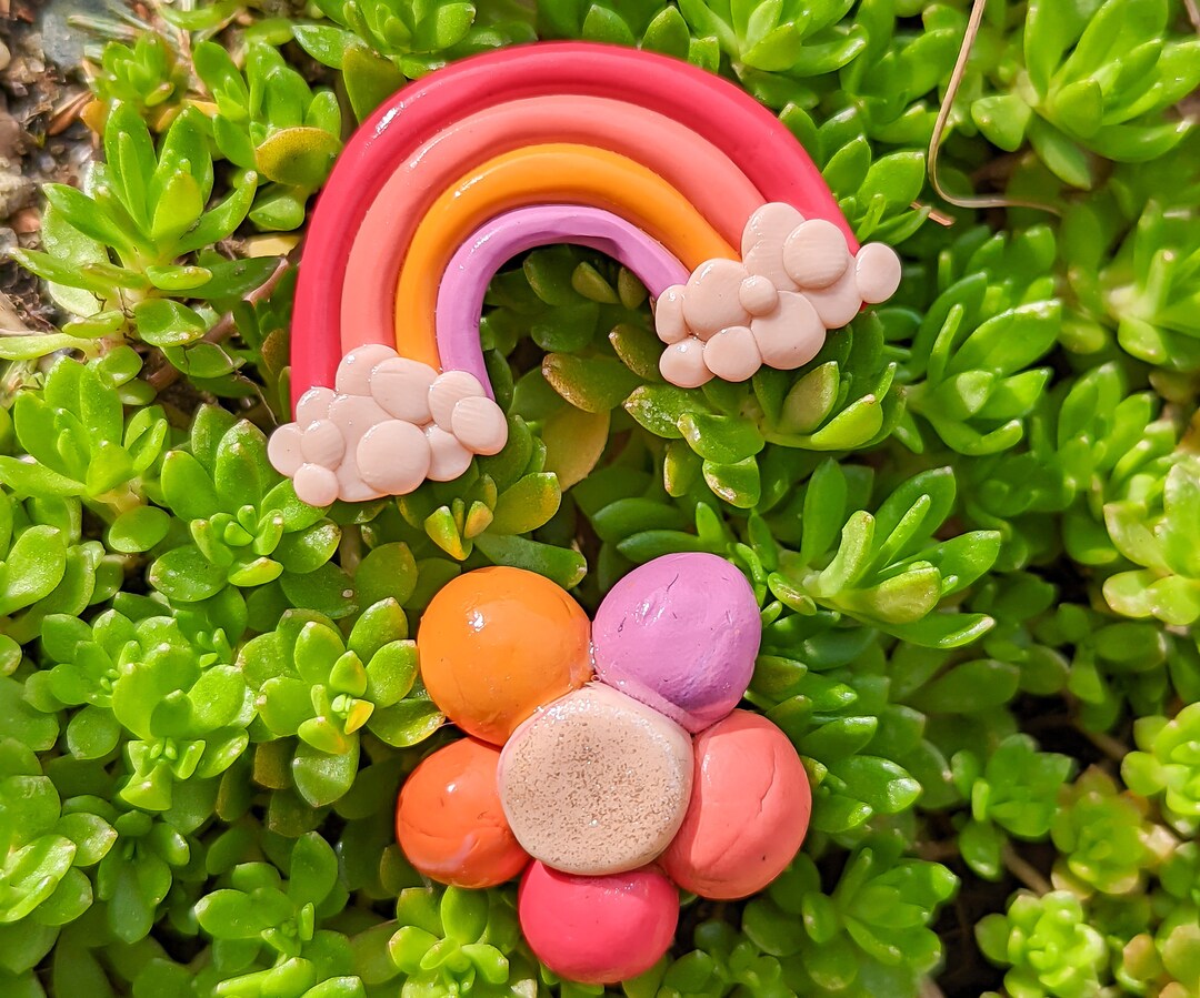 Groovy Retro Colored Rainbow & Flower Polymer Clay Shoe Charm ...