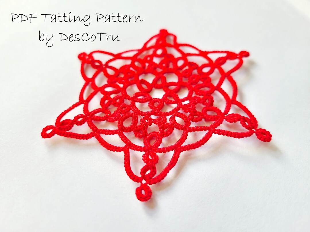 Tatting Pattern Christmas Star "helena" Tutorial With Diagram, DIY ...
