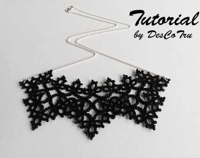 Tatting Pattern - Lightweight Tatted Necklace with Black Beads – Black ...