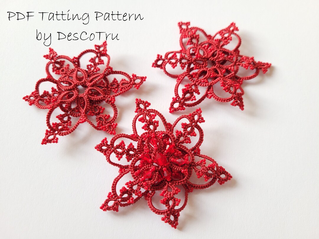 Tatting Pattern 3D Christmas Star Ornament Tutorial With Diagram, DIY ...
