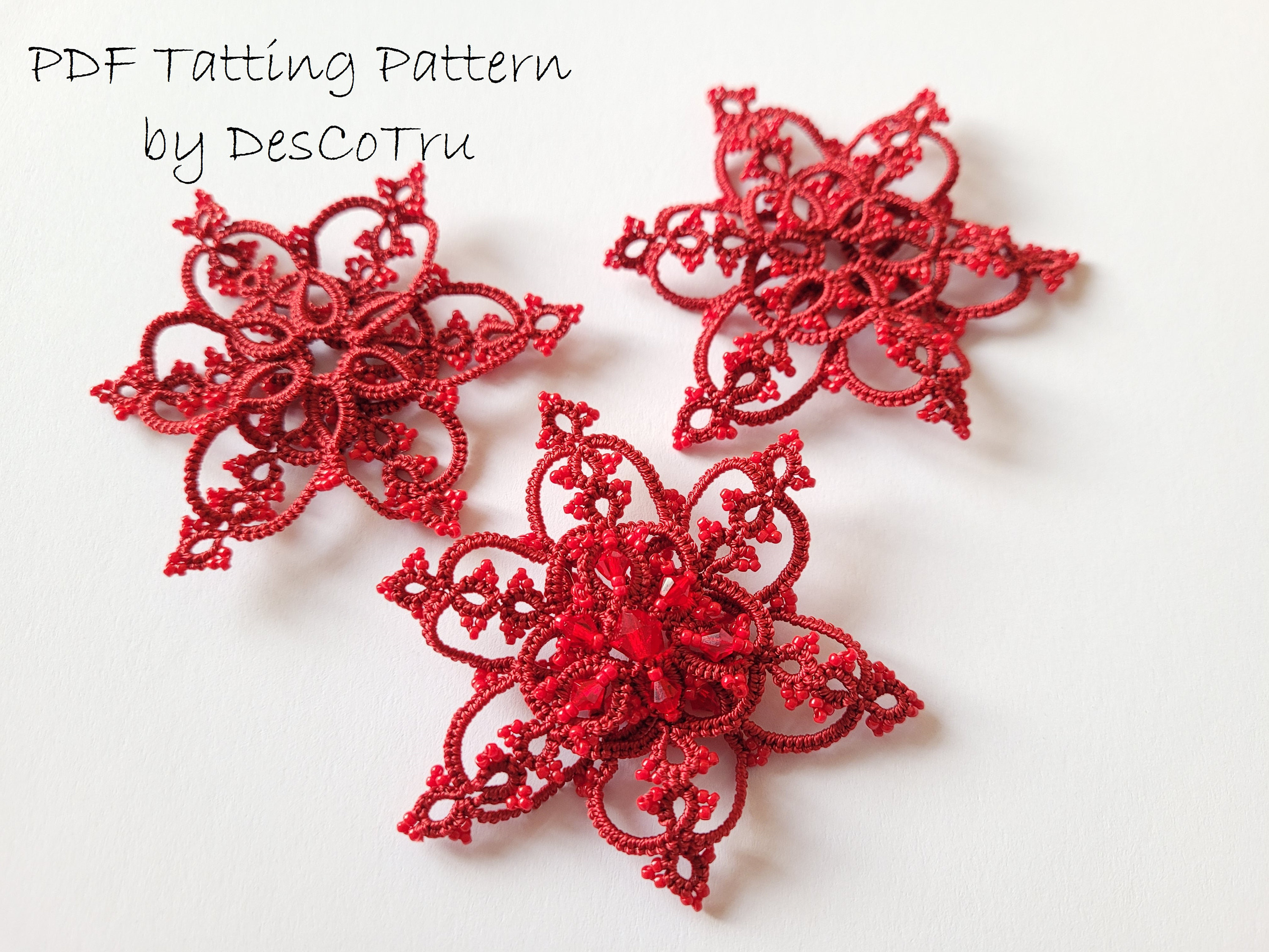 Tatting Pattern 3D Christmas Star Ornament Tutorial With Diagram, DIY ...