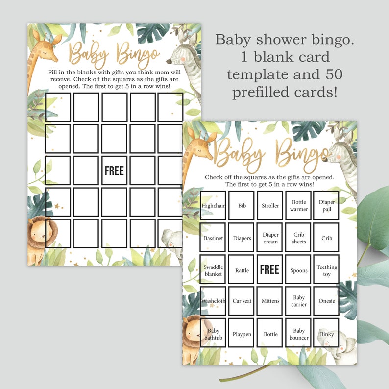 Safari Baby Shower Games Jungle Animals Instant Download - Etsy