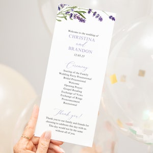Lavender Wedding Program Template - Purple Floral Wedding Program - Instant Download and Edit ...