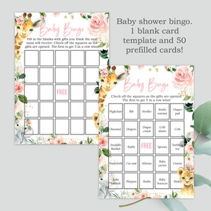 Safari Animals Baby Shower Game Package for a Girl - Instant Download ...