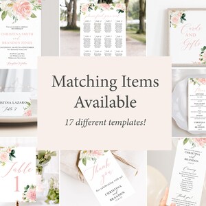 Blush Pink Wedding Program Template - Floral Wedding Program - Instant ...