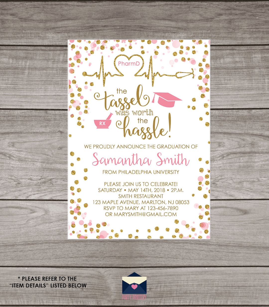 Pharmacy School Graduation Invitations Pharmacist Graduation Choose ...