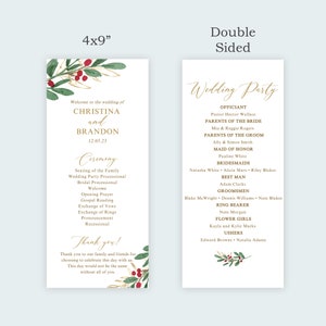 Winter Wedding Program Template Christmas Wedding Program Instant Download and Edit Today ...