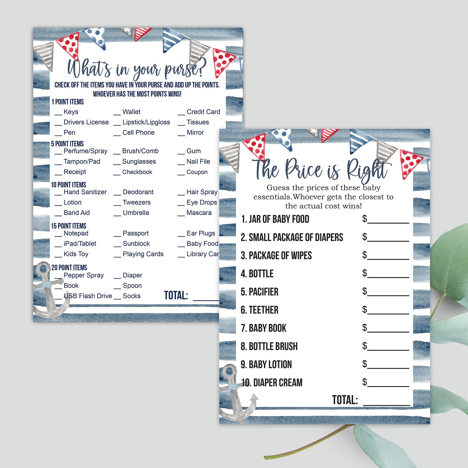 Nautical Baby Shower Games for a Boy Instant Download and | Etsy