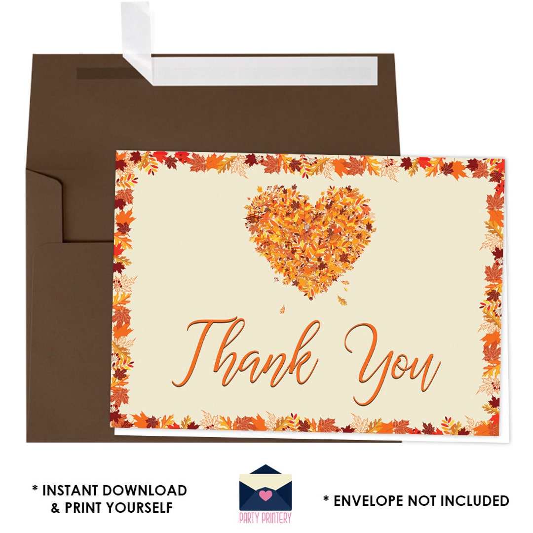 Fall Thank You Cards - 4x6 Thank You Cards - Fall Bridal Shower Thank ...