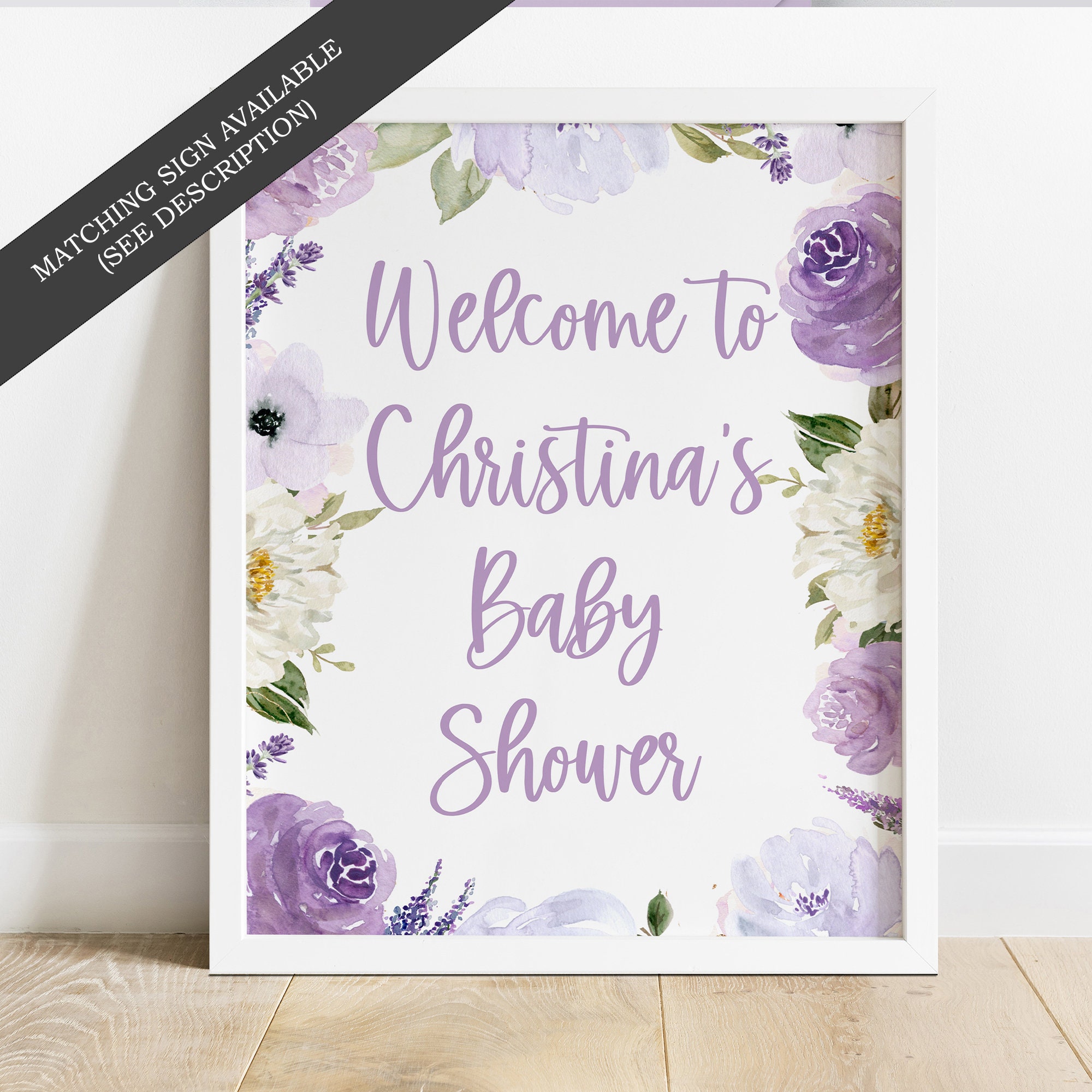 Lavender Purple Baby Shower Game Package Flowers Instant | Etsy