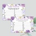 Lavender Purple Baby Shower Game Package Flowers Instant Download and ...