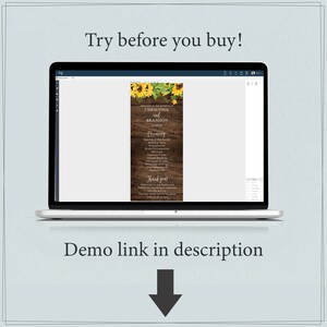 Rustic Sunflower Wedding Program Template Country Wedding Program Instant Download and Edit ...