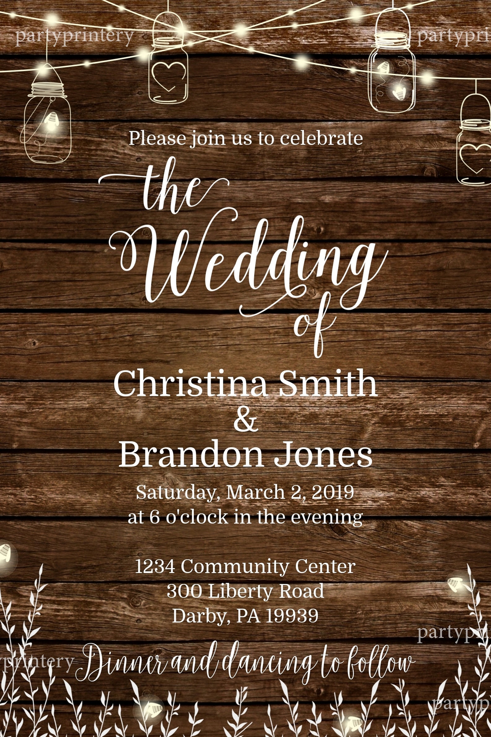 Country Rustic Wedding Invitations Instant Download Template | Etsy