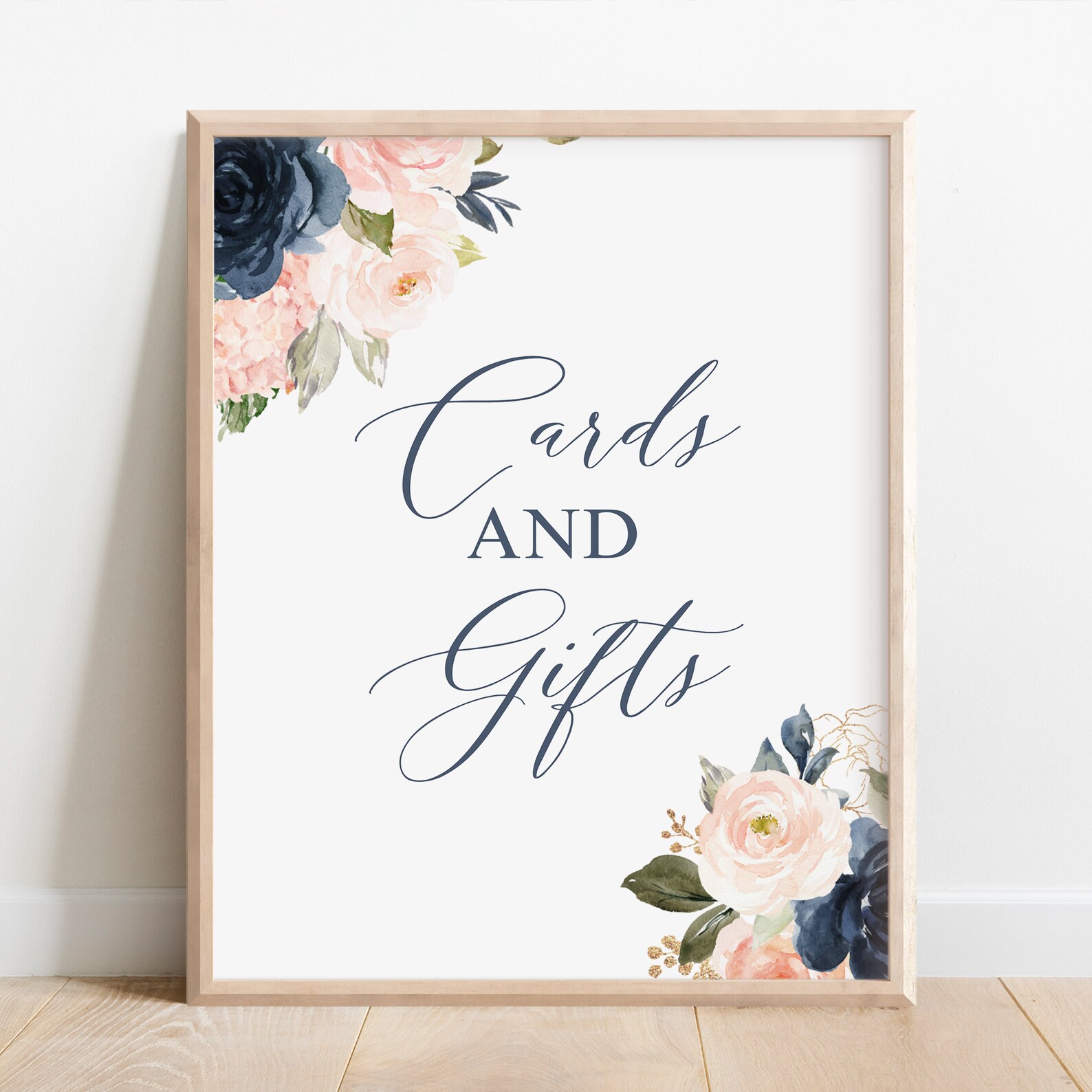 Navy and Blush Wedding Cards and Gifts Sign Template 8x10 - Etsy