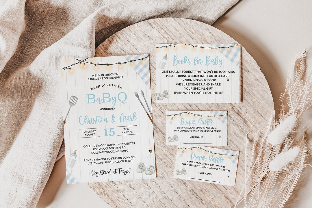 Babyq Baby Shower Invitation Set for a Boy - Editable Invitation ...