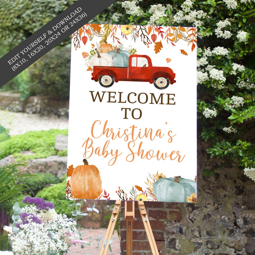 Fall Baby Shower Welcome Sign for a Boy - Multiple Size Options - Edit ...