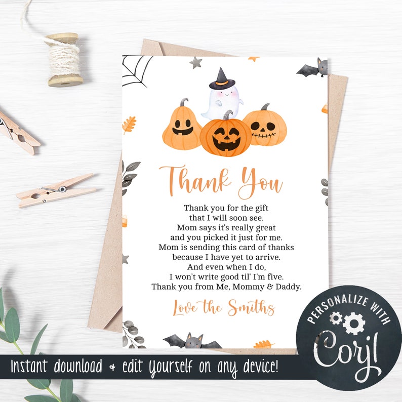 Halloween Baby Shower Thank You Card Little Boo 4x6 Thank - Etsy