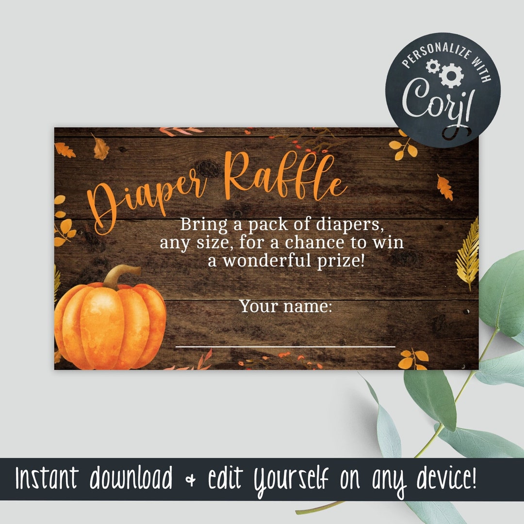 Rustic Fall Baby Shower Diaper Raffle Cards 3.5x2 Diaper Raffle Card ...