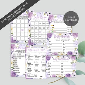 Lavender Purple Baby Shower Invitations - Watercolor Florals - Edit ...