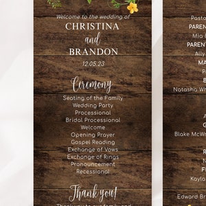 Rustic Sunflower Wedding Program Template Country Wedding Program Instant Download and Edit ...
