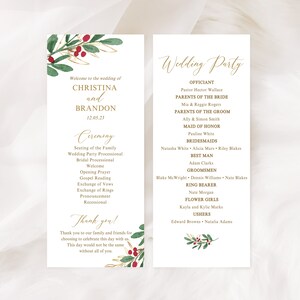 Winter Wedding Program Template Christmas Wedding Program Instant Download and Edit Today ...