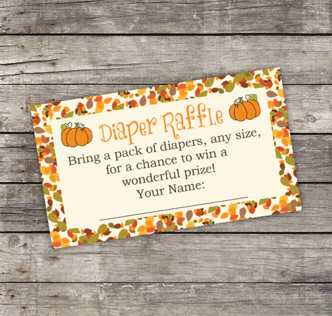 Pumpkin Diaper Raffle Card Fall Diaper Raffle Card Baby Shower Games ...
