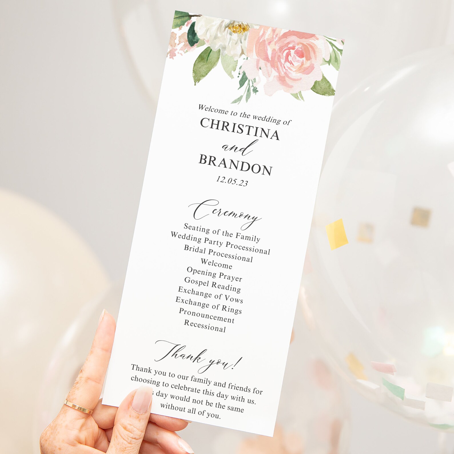 Blush Pink Wedding Program Template Floral Wedding Program - Etsy