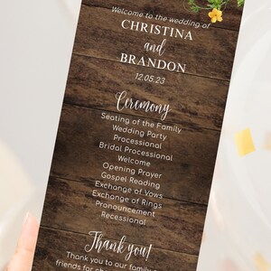 Rustic Sunflower Wedding Program Template Country Wedding Program Instant Download and Edit ...