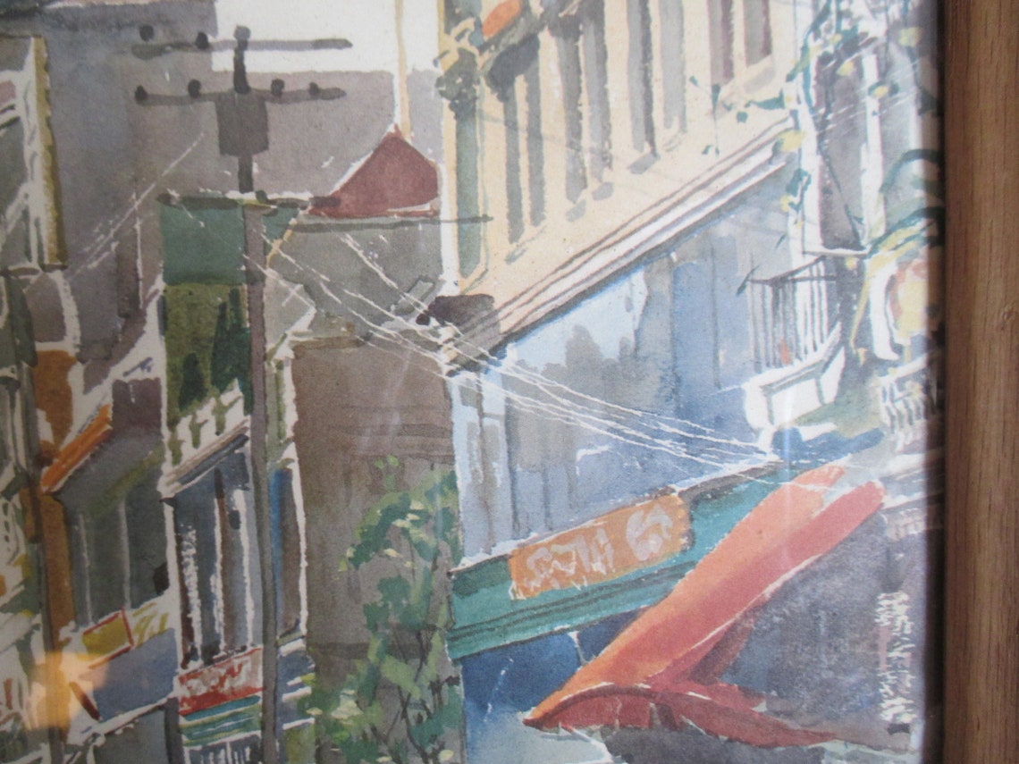 Vintage watercolor print CC Beall Chinatown San Francisco | Etsy