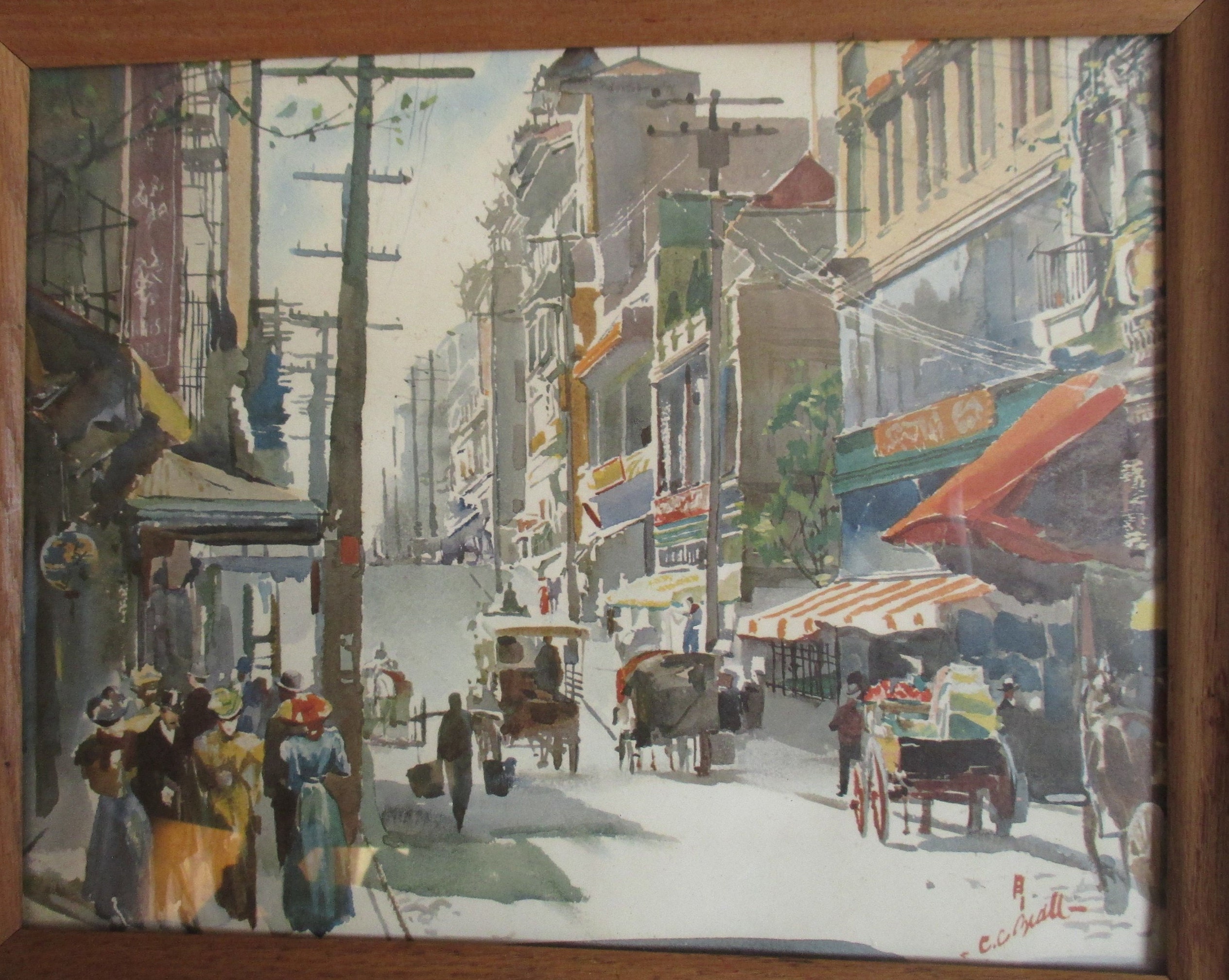 Vintage Watercolor Print CC Beall Chinatown San Francisco | Etsy